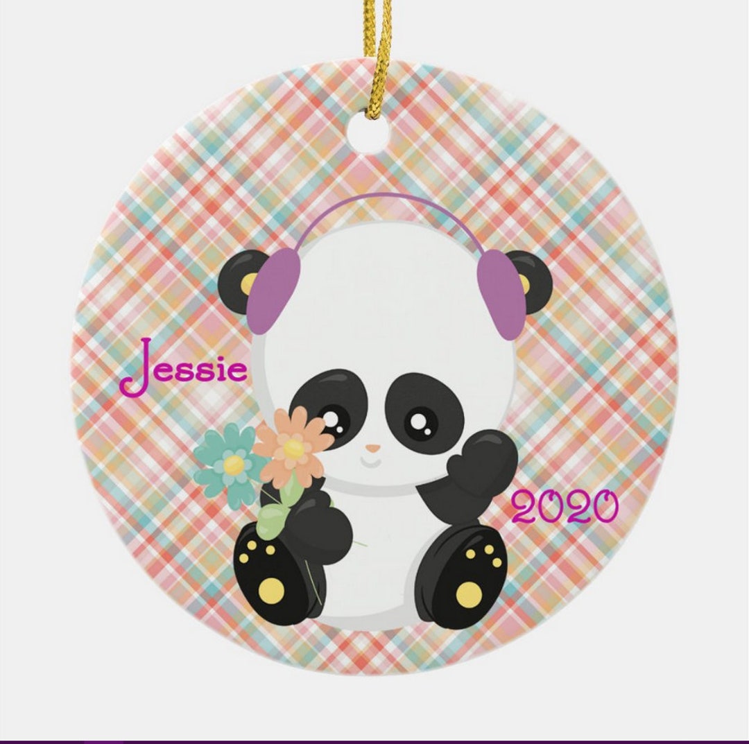 Panda Bear Christmas Ornament Custom Made and Personalized Girls Panda Gift Stocking Stuffer ...