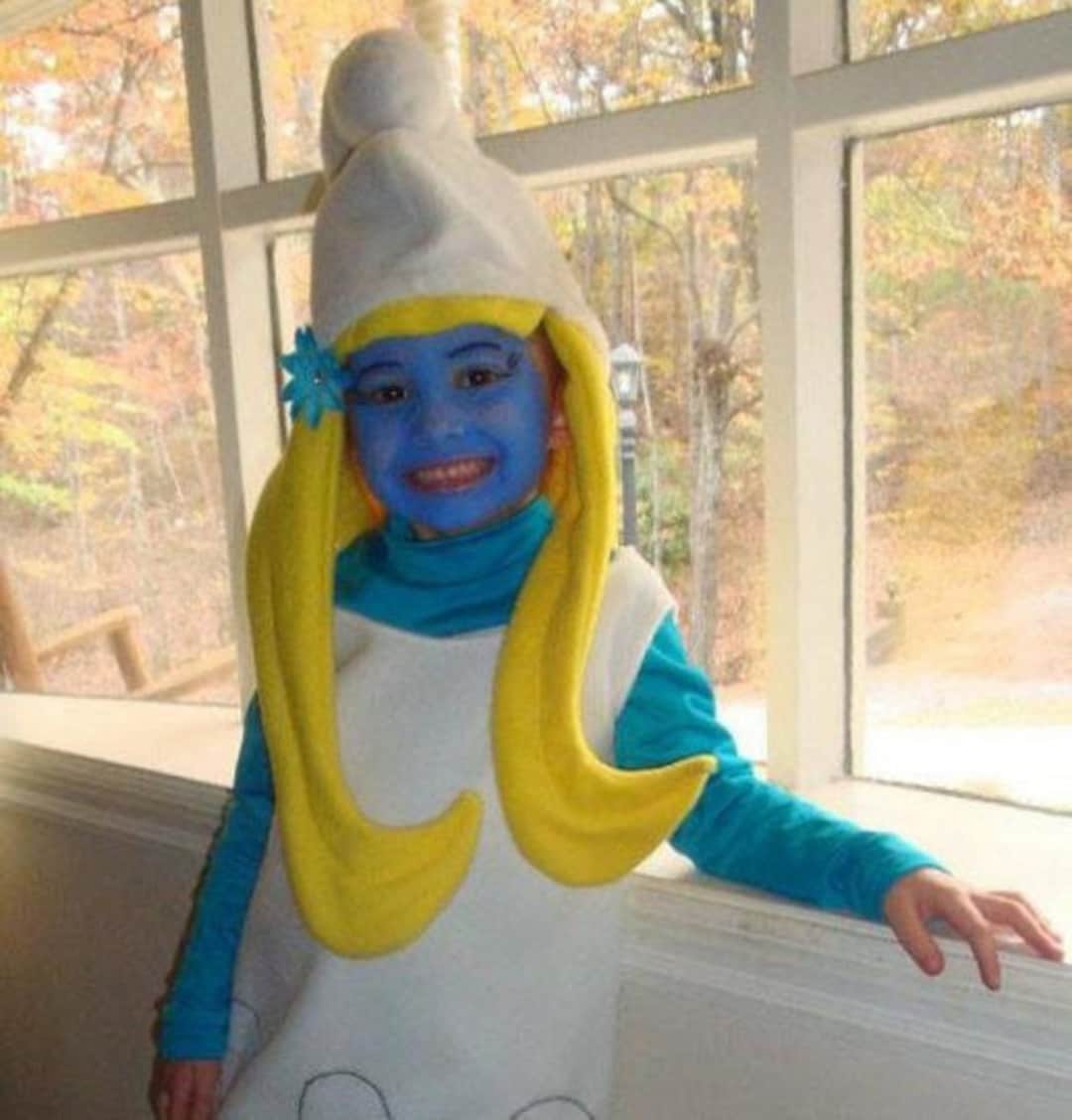 Girls Size Full Smurfette Halloween Costume Set Hat/hair/dress Custom ...