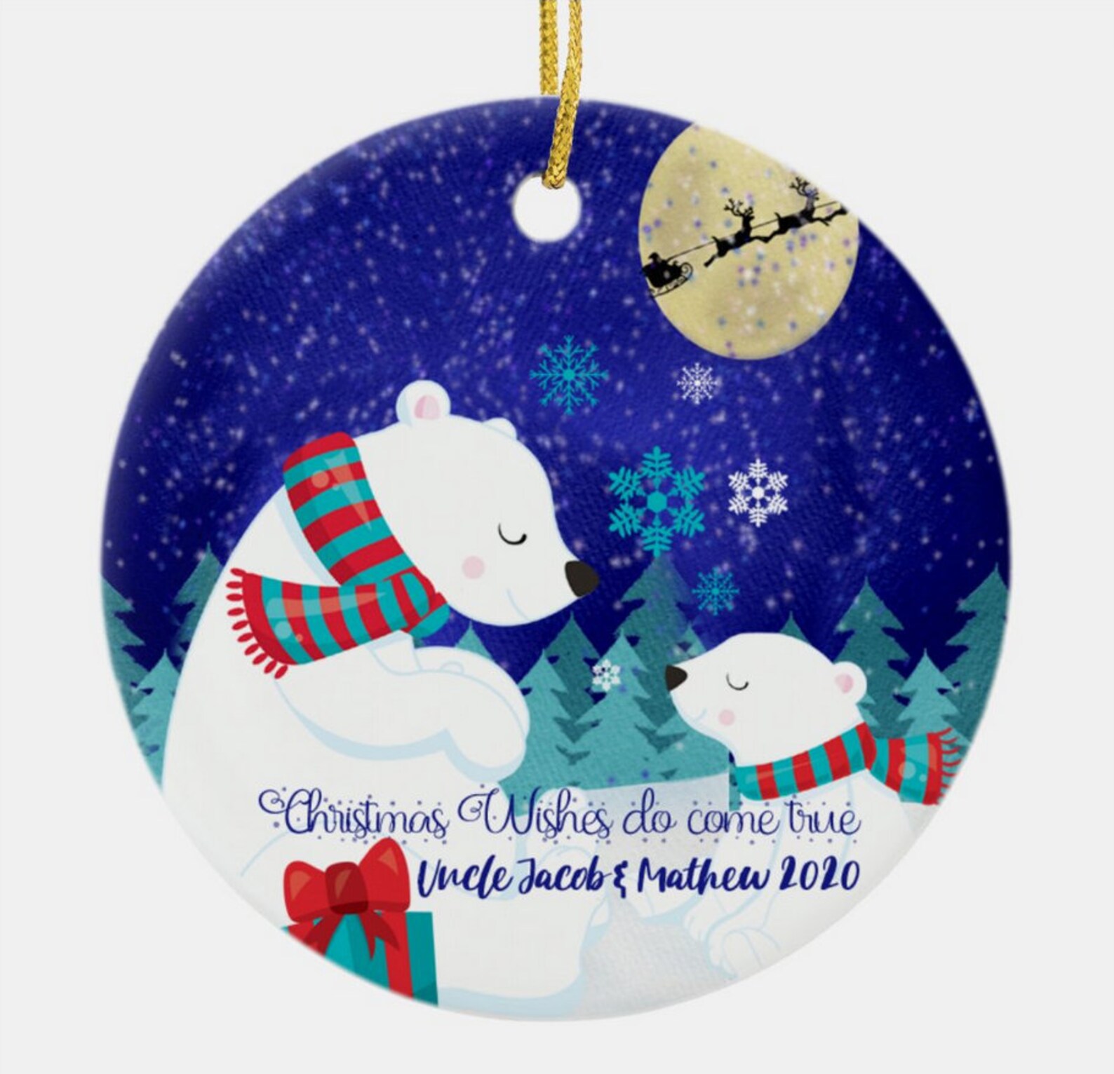 Polar Bear Christmas Ornament Custom Made and Personalized - Etsy