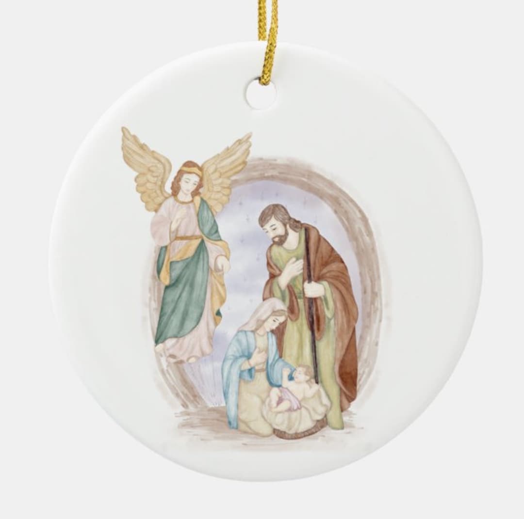 Jesus Christ Holy Night Nativity Mary and Joseph Christmas Ornament ...