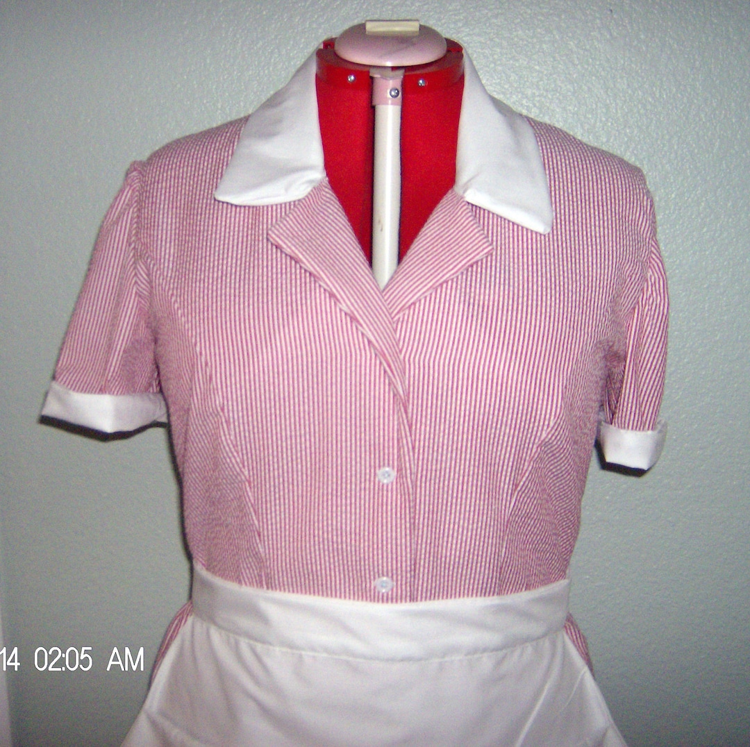 Waitress Dress Uniform Short Retro Pinup Hostess Halloween Costume ...