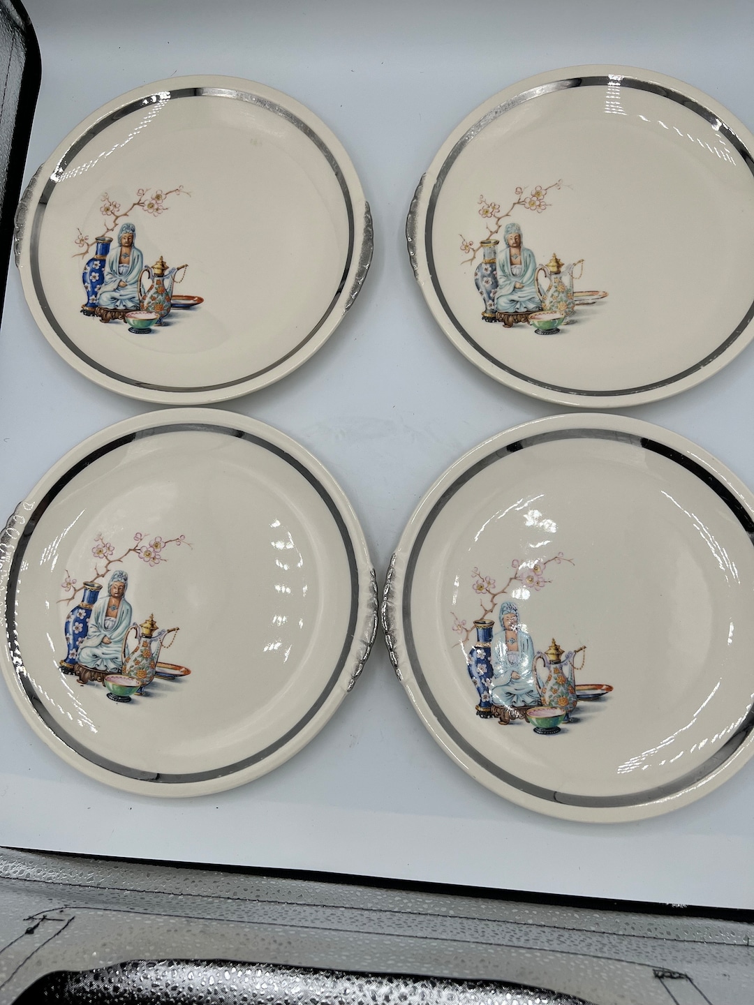 Set of 4 Vintage Paden City Pottery Plates. Oriental Design. - Etsy