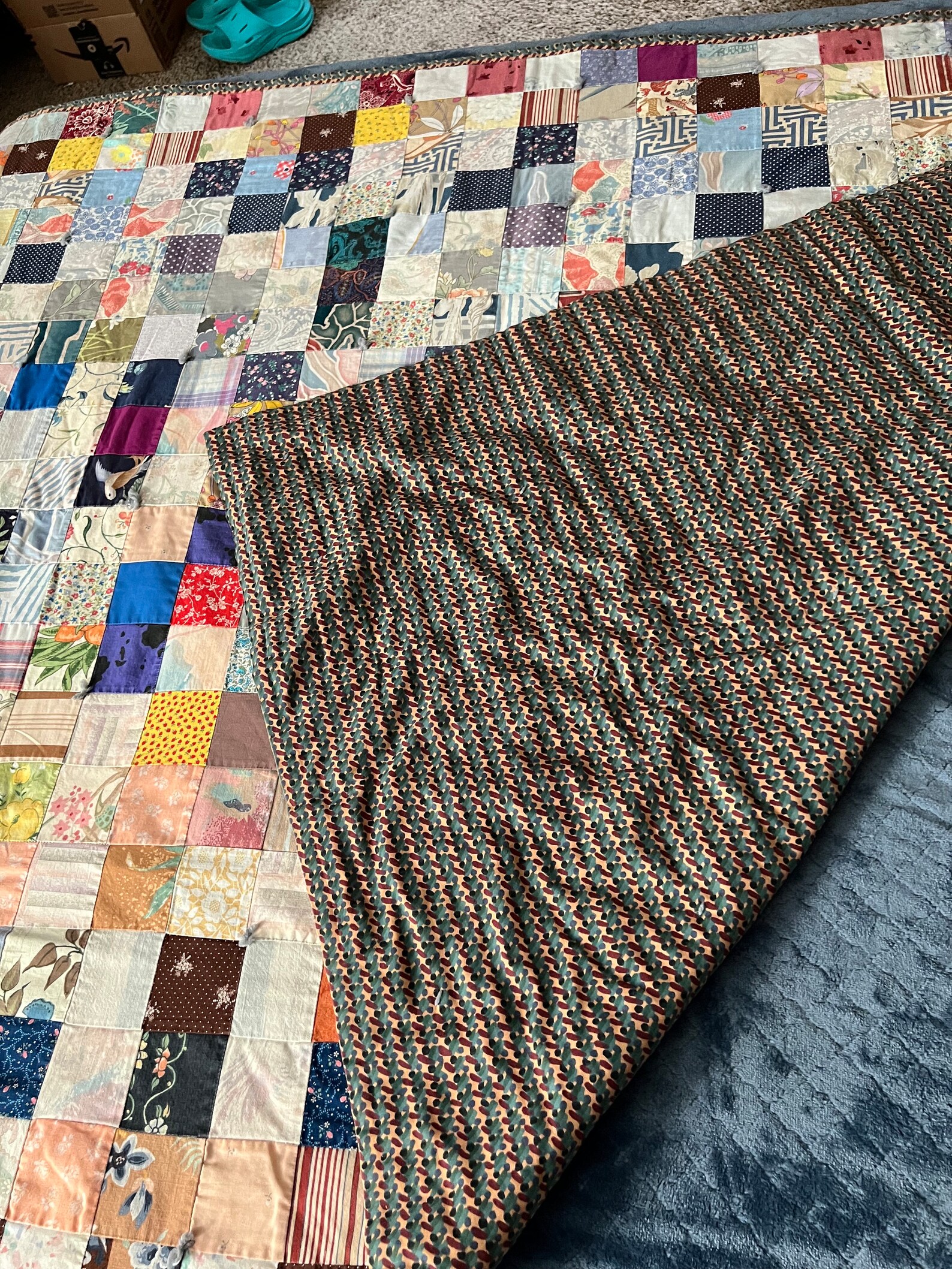 Vintage Handmade Patchwork Quilt - Etsy