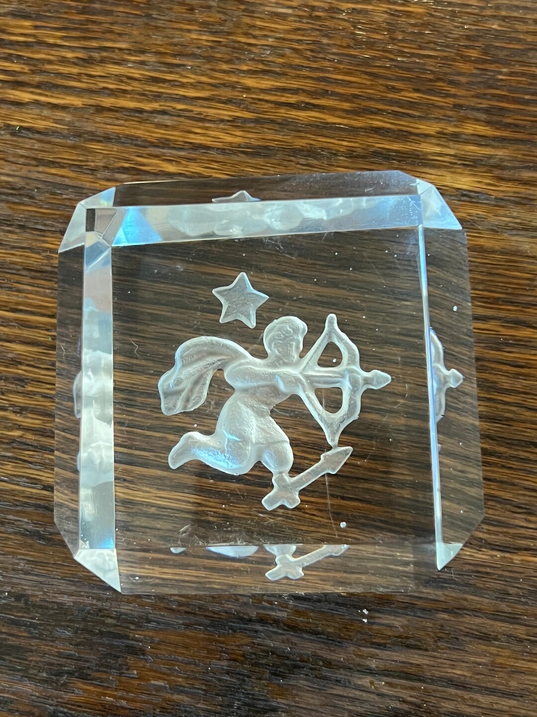 Unique Prism Crystal Paperweight With Cupid Etched in Back. - Etsy
