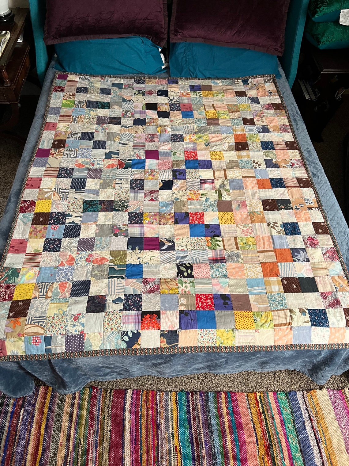 Vintage Handmade Patchwork Quilt - Etsy