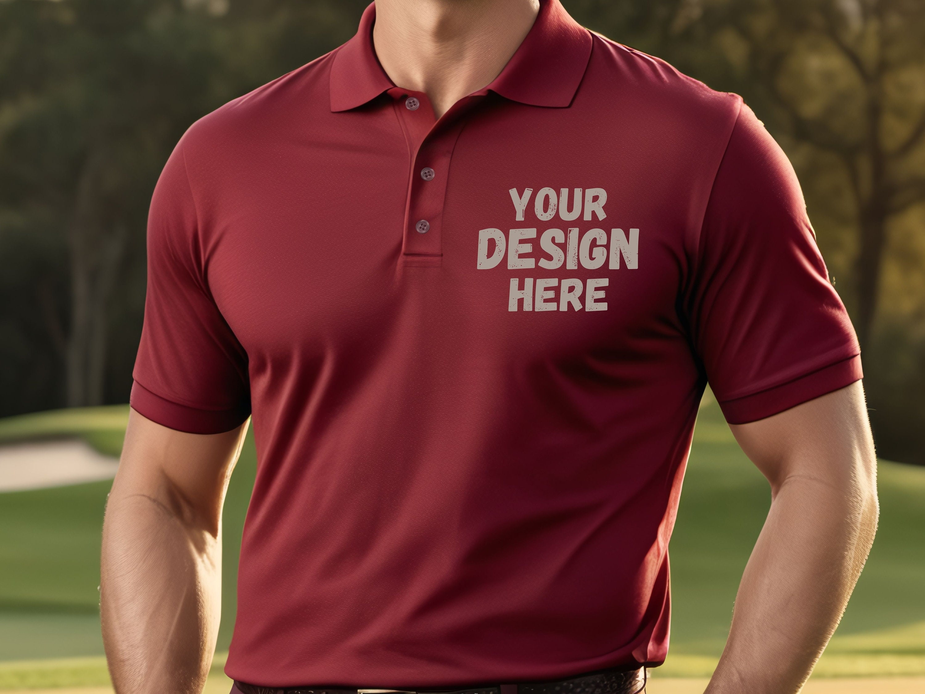 Premium Red Poloshirt Mockup for Print on Demand. Ideal for Your ...