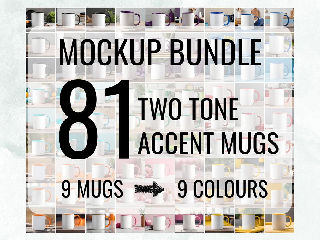 Premium Accent Mug Mockup Bundle. 81 Mugs in 9 Colors Available. Two ...