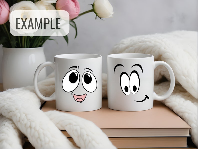 Two Mugs Mockup for Print on Demand. Left and Right Handle, Both Side ...