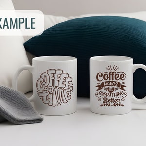 Duo Mug Mockup Front and Back Side. White Ceramic Mug 11oz, Twin Mug ...