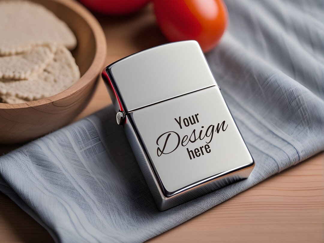 Gas Lighter Mockup for Engraving or Print on Demand. Classic Zippo Mock ...