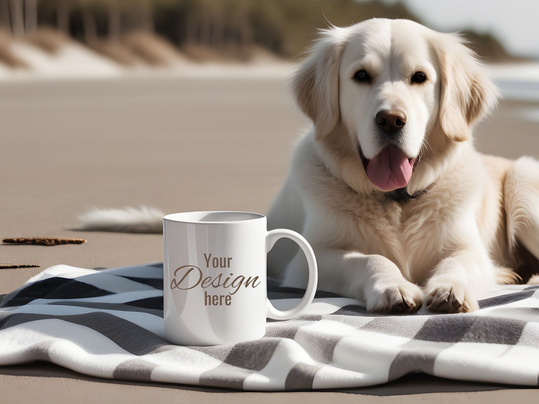 White Dog Mockup Mug. Digital Download Mug in Front of Beloved Pets ...
