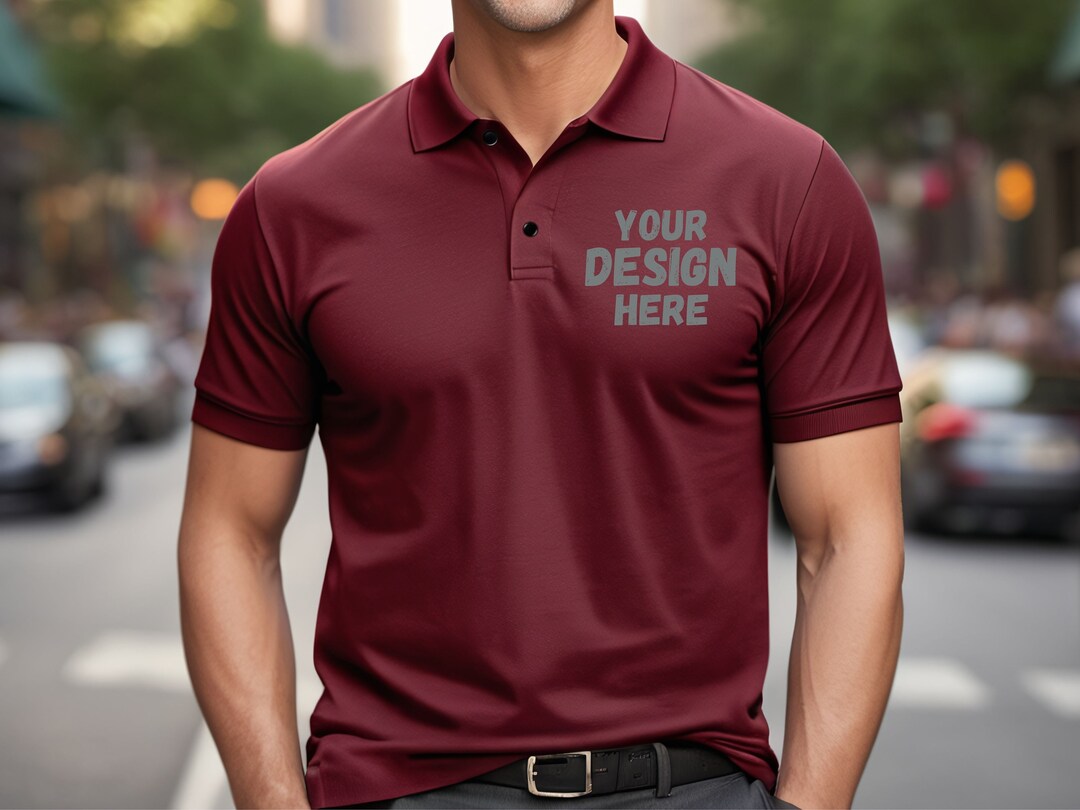 Red Premium Poloshirt Mockup for Print on Demand. Ideal for Your ...