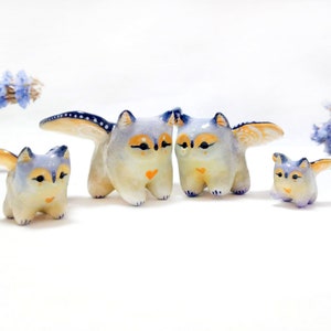 Griffin FAMILY 4 Statues Cute Owl Griffins TO ORDER Clay Animals Mini ...