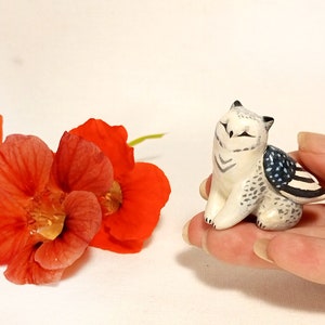 White Owl Griffin Figurine Snowy Gryphon Sculpture TO ORDER Tiny Clay ...