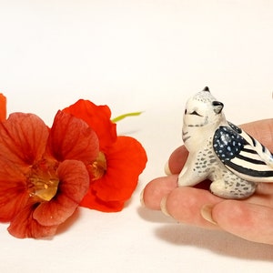 White Owl Griffin Figurine Snowy Gryphon Sculpture TO ORDER Tiny Clay ...