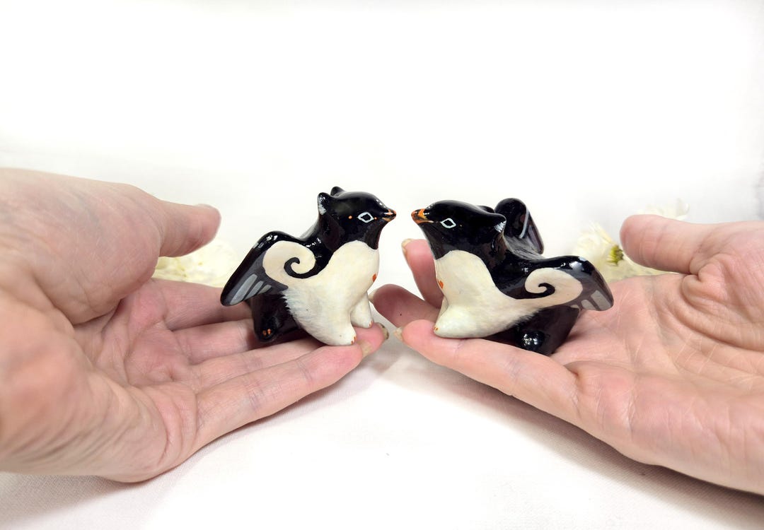 Couple Penguin Gryphon Figurines TO ORDER 2 Griffin Small Sculptures ...