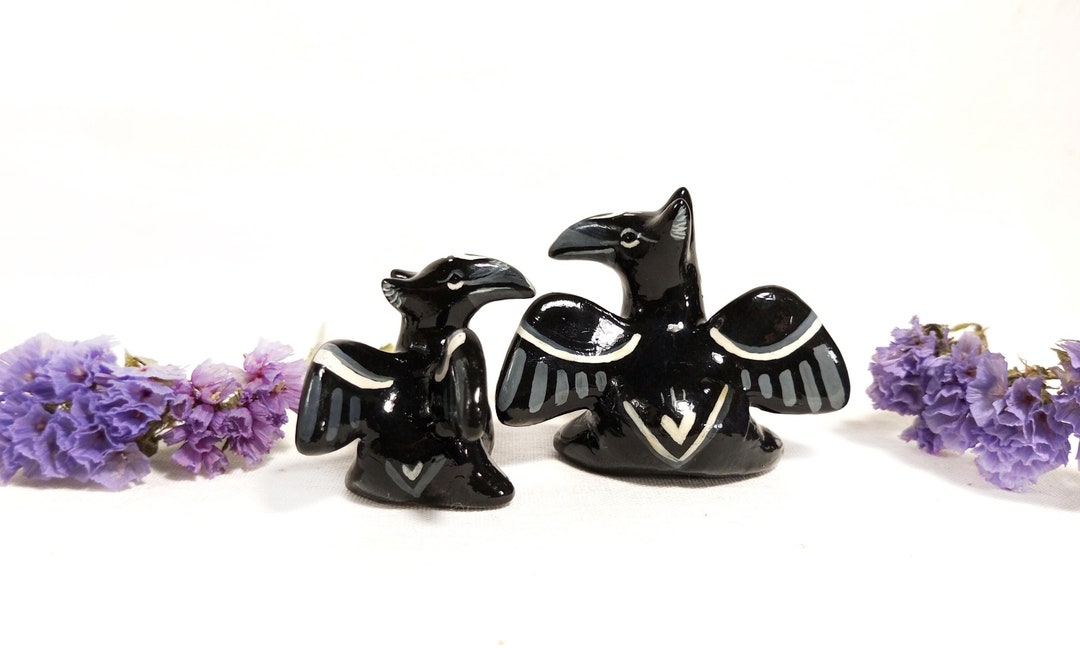 Black Griffins 2 Set Statues TO ORDER Mom and Baby Raven Gryphon ...