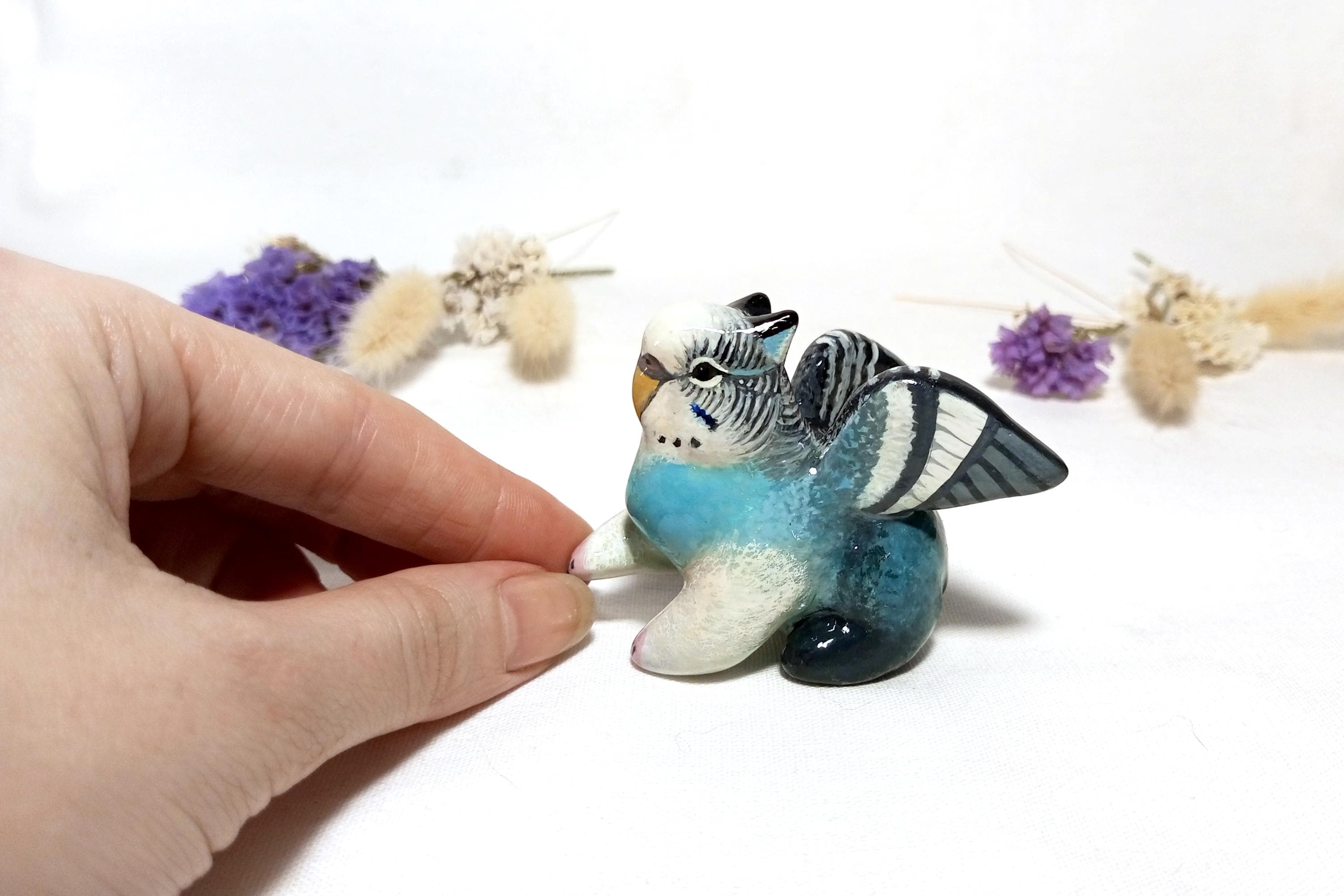 Budgie Griffin Figurine Small Gryphon Statue TO ORDER Tiny Clay Animal ...