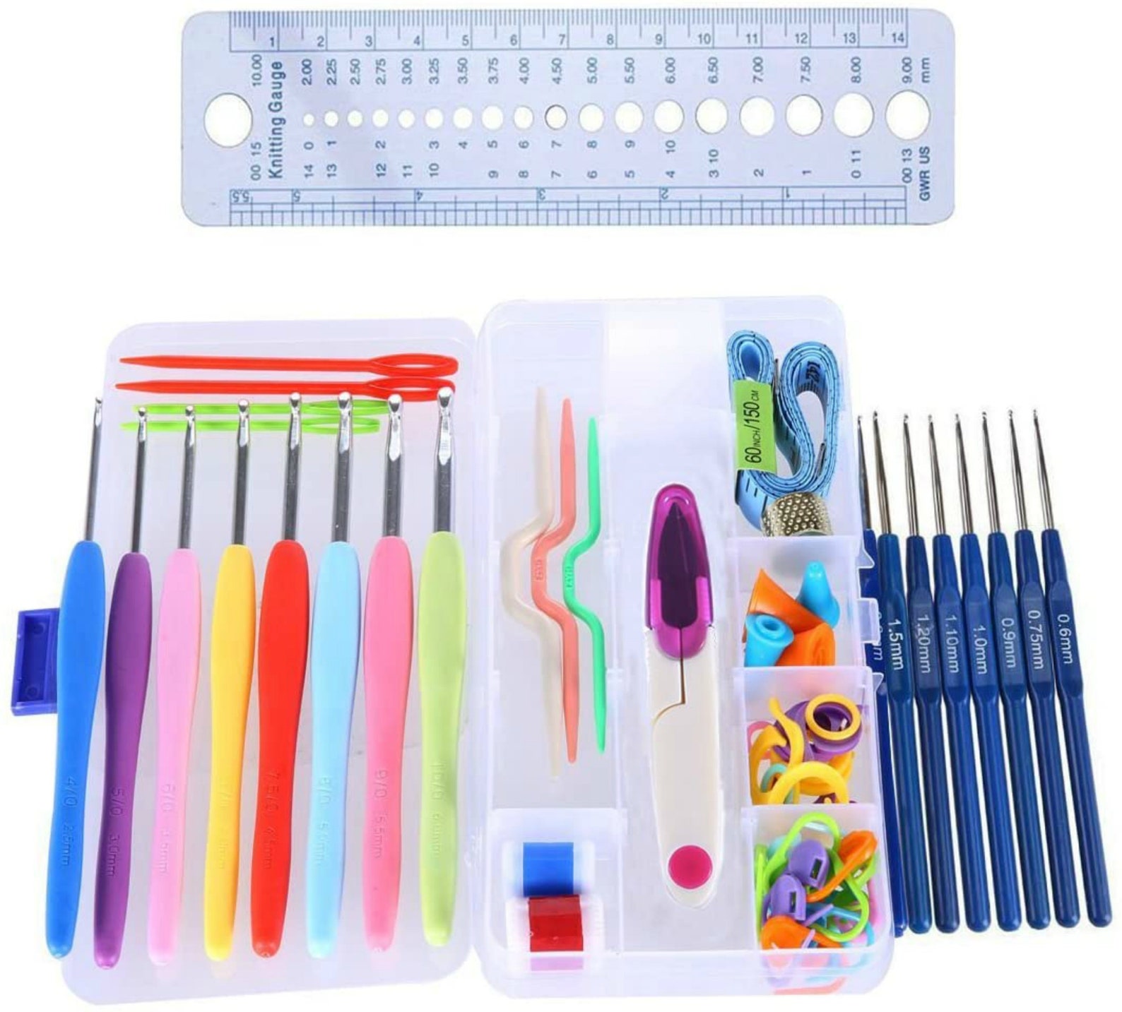 Kit Crochet Set Needles Stitches Knitting Craft Case 64 Pieces | Etsy