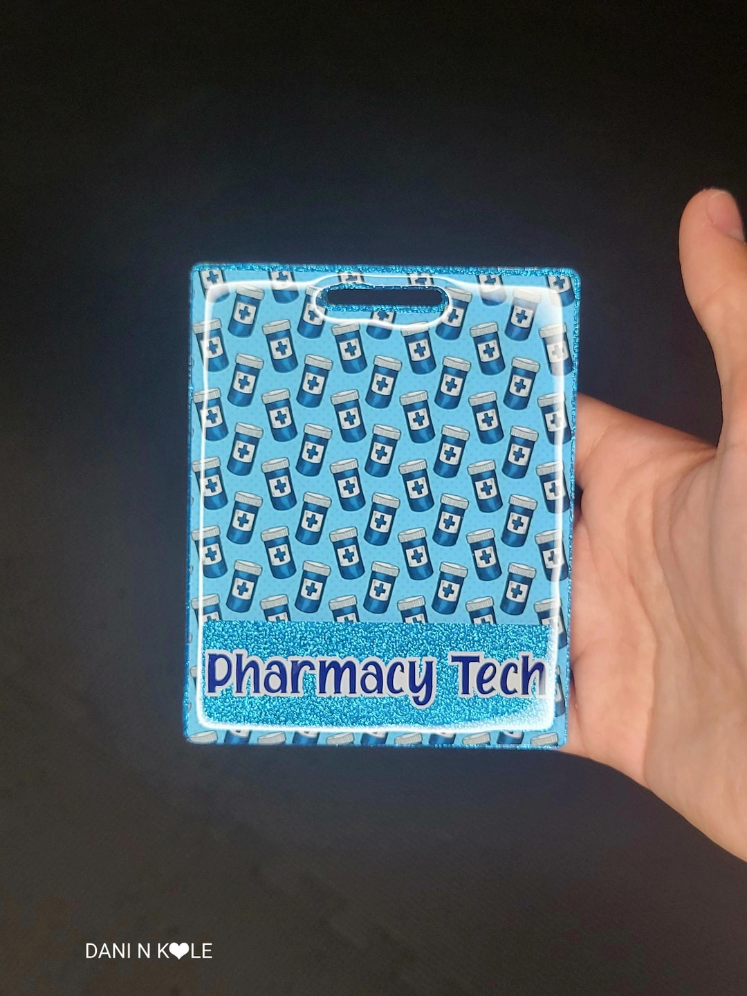 Pharmacy Tech Badge, Horizontal Badge Buddy, Glittered Badge, CPHT ...