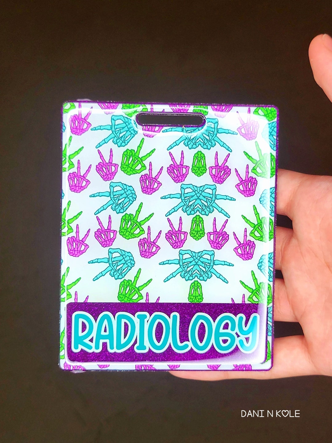 Radiology Badge Buddy, Horizontal Badge, Glitter Badge Backer, Rad Tech ...