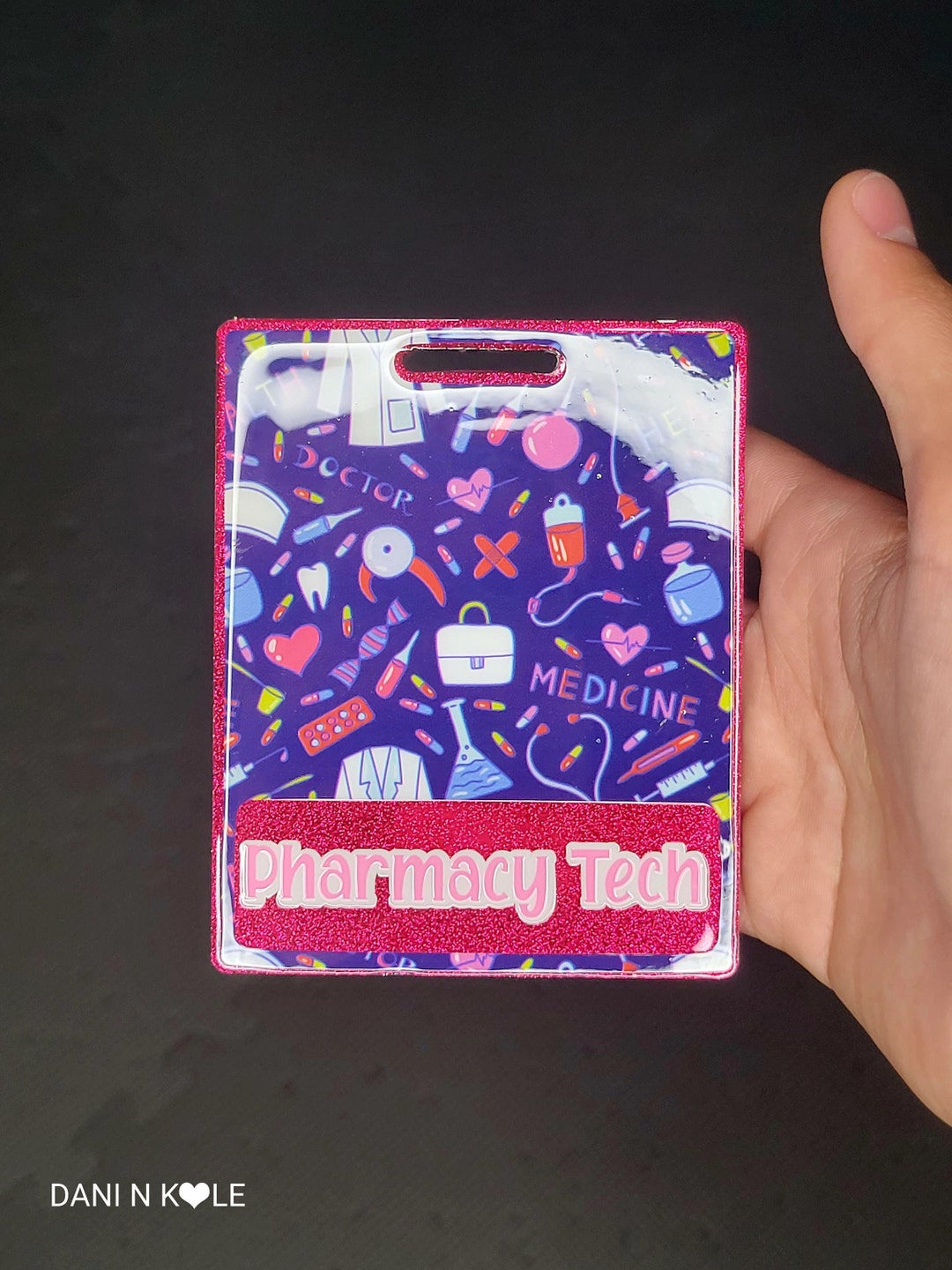 Pharmacy Tech Badge, Horizontal Badge Buddy, Glittered Badge, CPHT ...