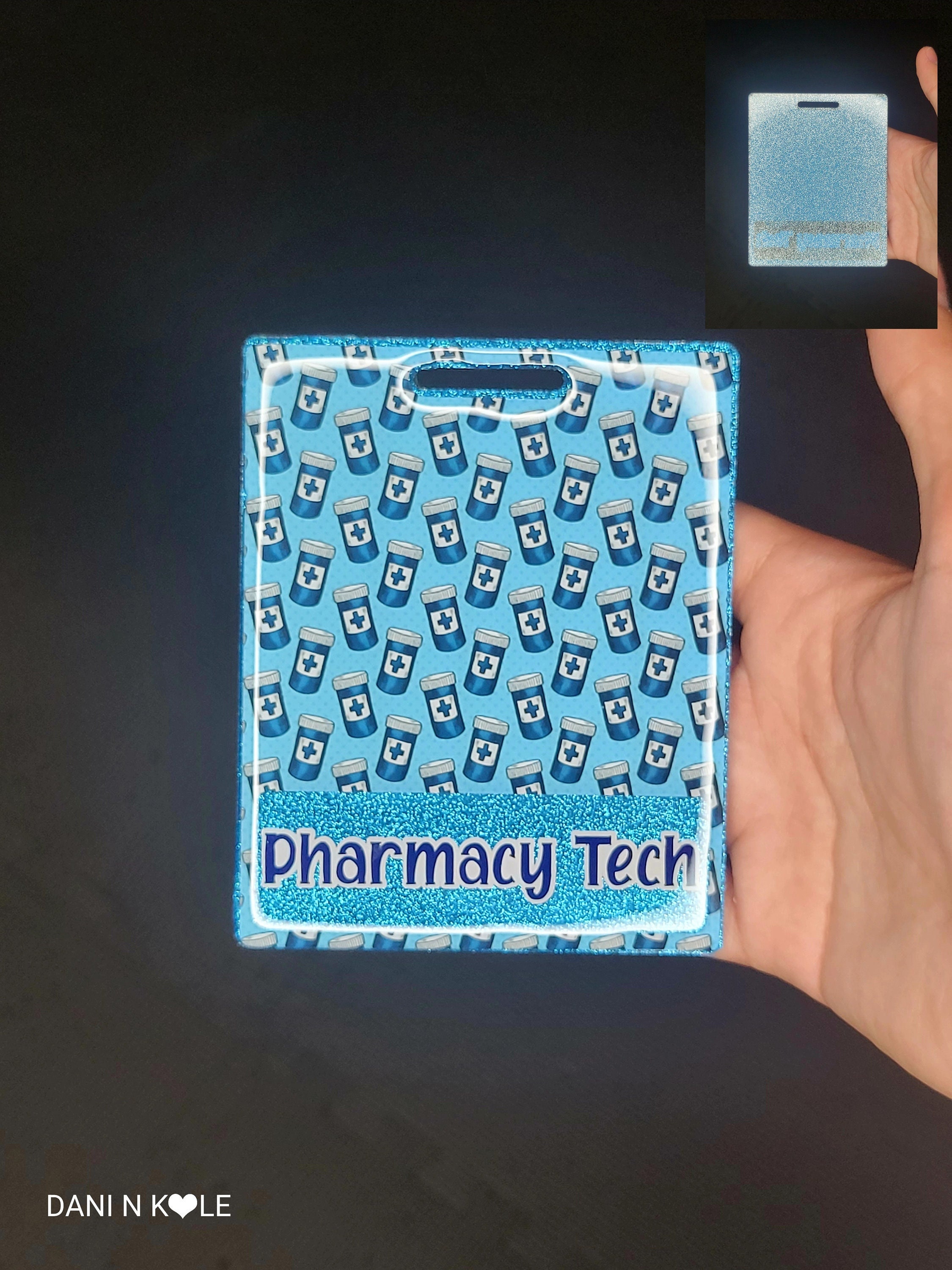Pharmacy Tech Badge Horizontal Badge Buddy Glittered Badge - Etsy