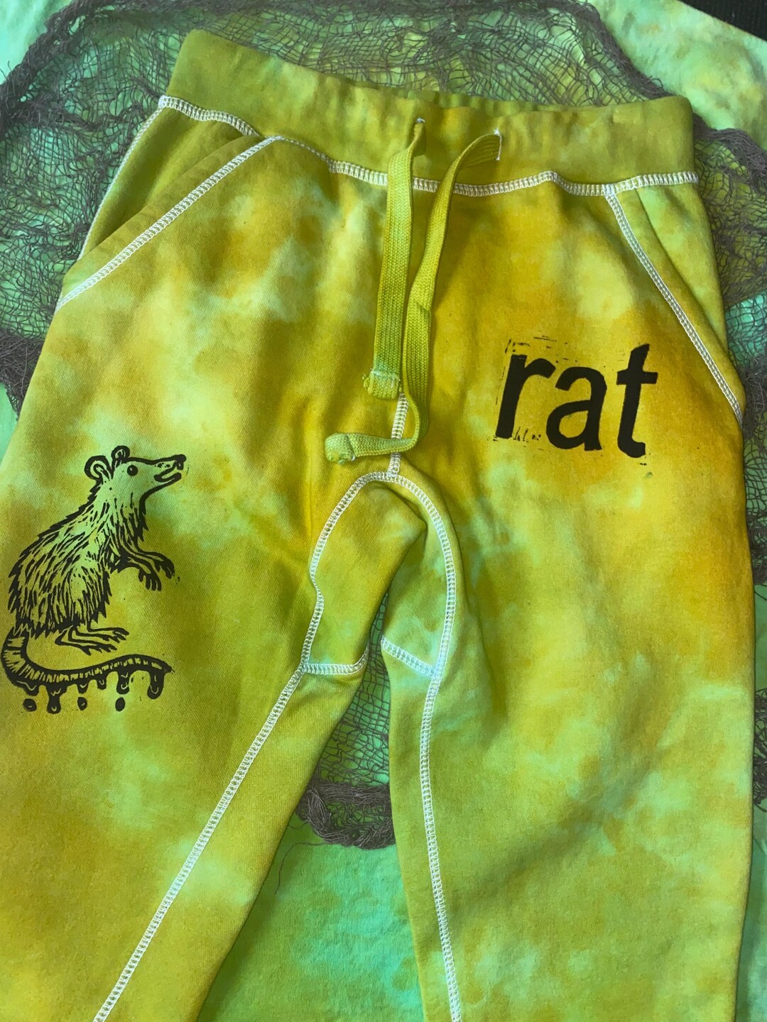 JOGGERS // RAT // Brat Green Dyed and Block-printed RAT Sweatpants by ...