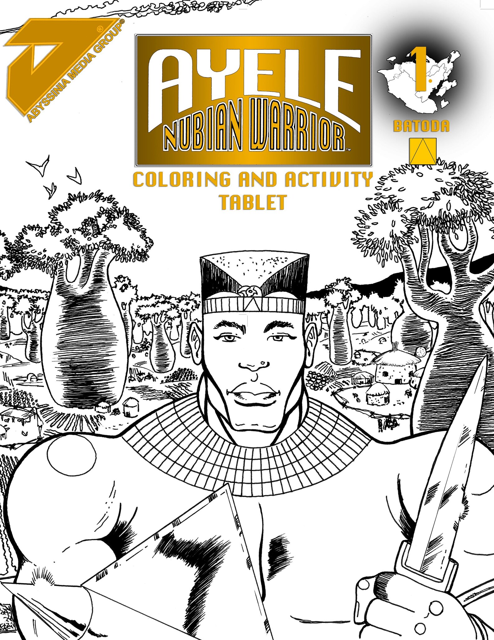 AYELE NUBIAN WARRIOR Coloring and Activity Tablet #1 - Batoda (digital ...