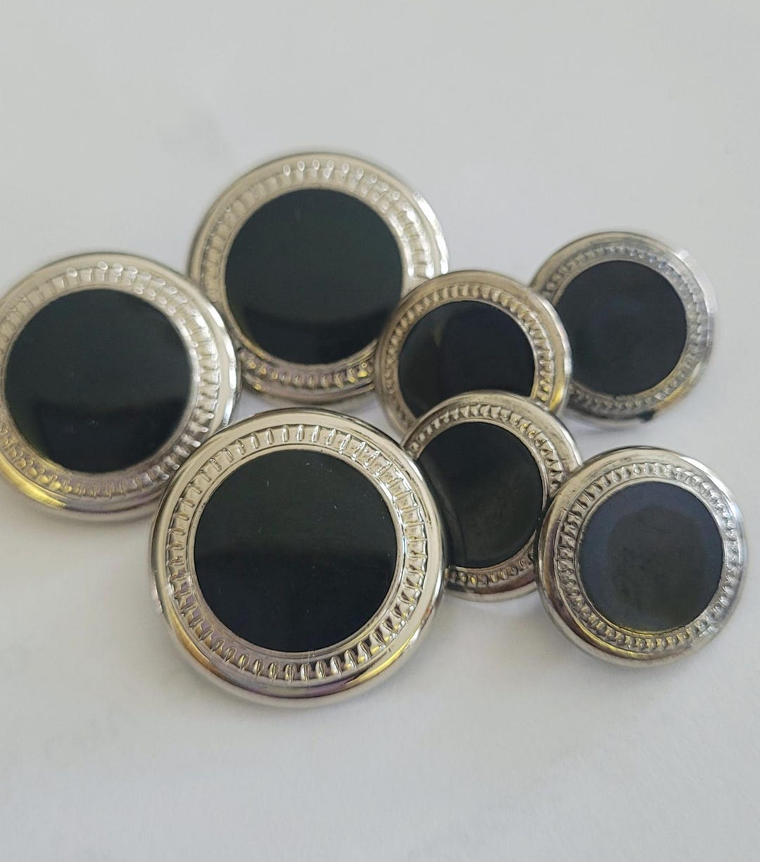 Black and Silver Button - Etsy