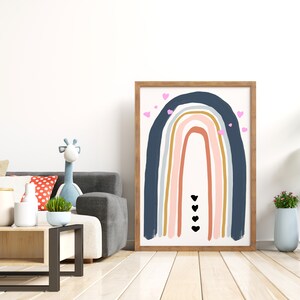 Rainbow Poster / Boho Rainbow Art / Download Print / Cute Love Hearts ...