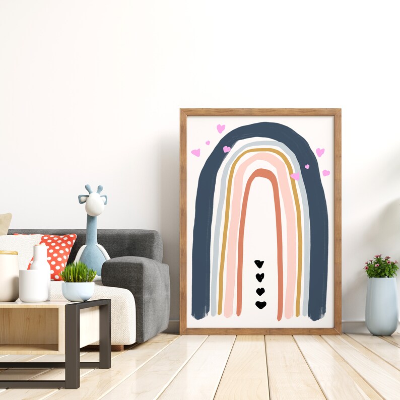 Rainbow Poster / Boho Rainbow Art / Download Print / Cute Love Hearts ...