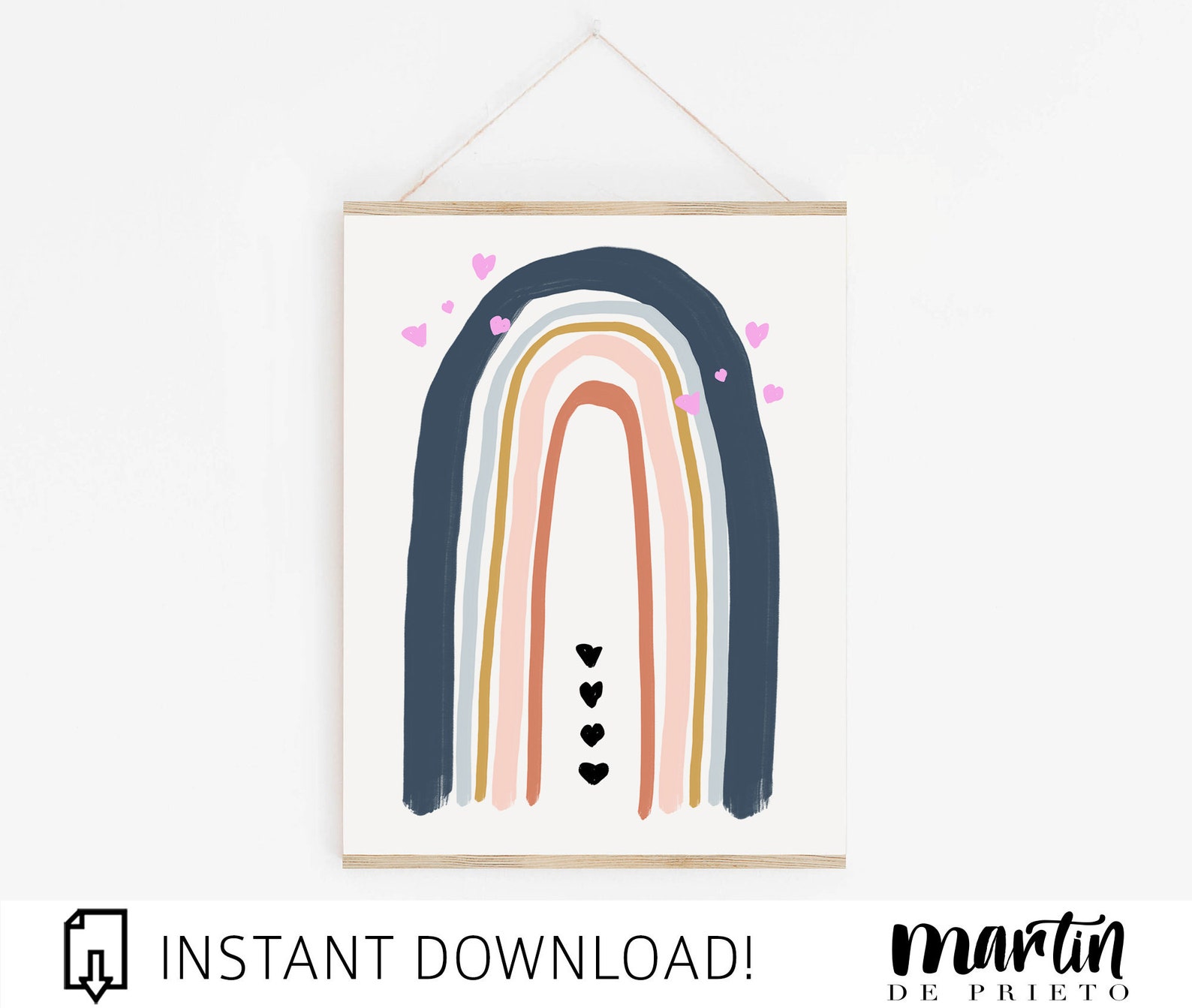 Rainbow Poster / Boho Rainbow Art / Download Print / Cute Love Hearts ...