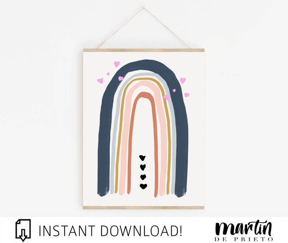 Rainbow Poster / Boho Rainbow Art / Download Print / Cute Love | Etsy