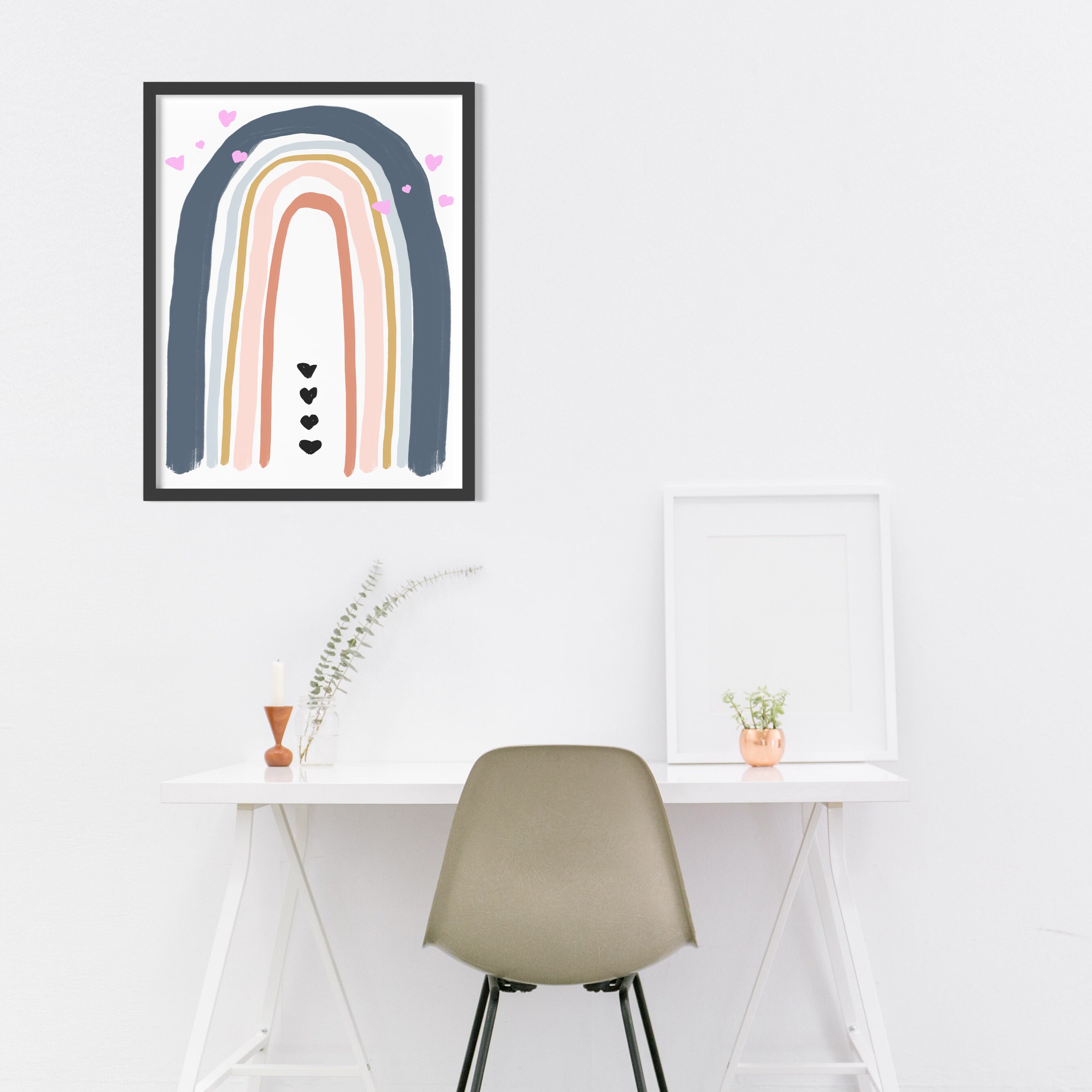 Rainbow Poster / Boho Rainbow Art / Download Print / Cute Love Hearts ...
