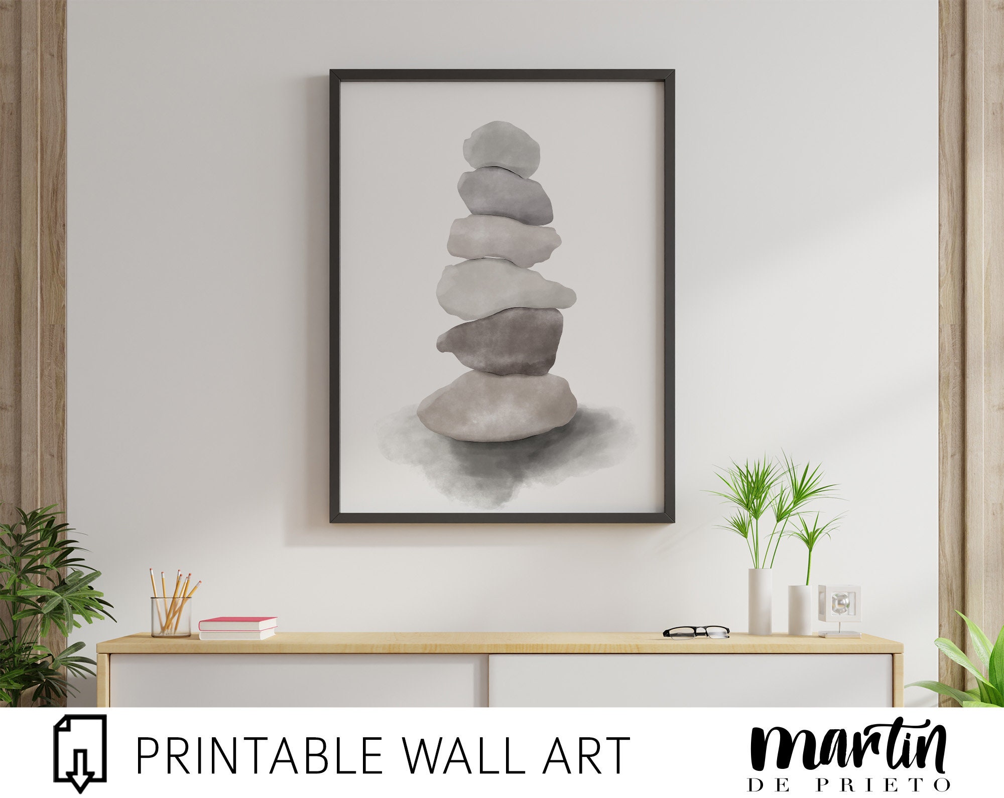 Japanese Pebble Art Sdeetesamjun 2 PCS Zen Stacking Stones, Handmade