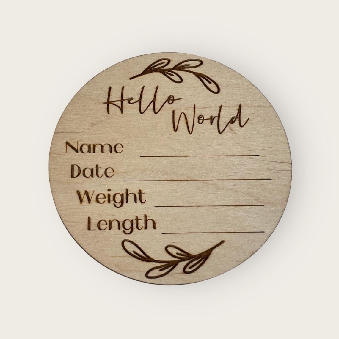 Round Birth Announcement Sign- Hello World Baby Photogrpahy Sign- Baby ...