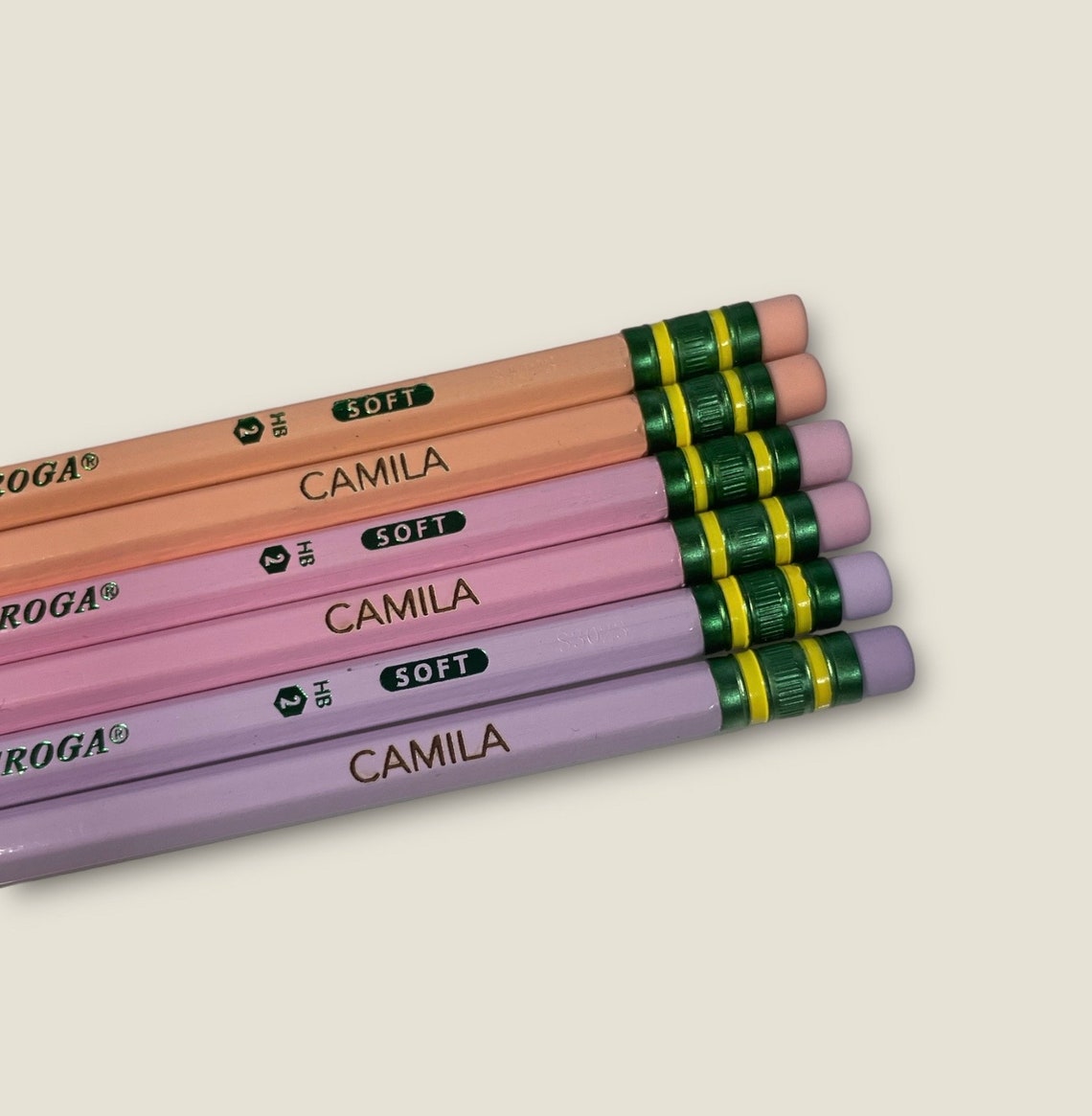 Personalized Pastel Engraved Pencils - Custom Name Pencils - 6 Pack of ...