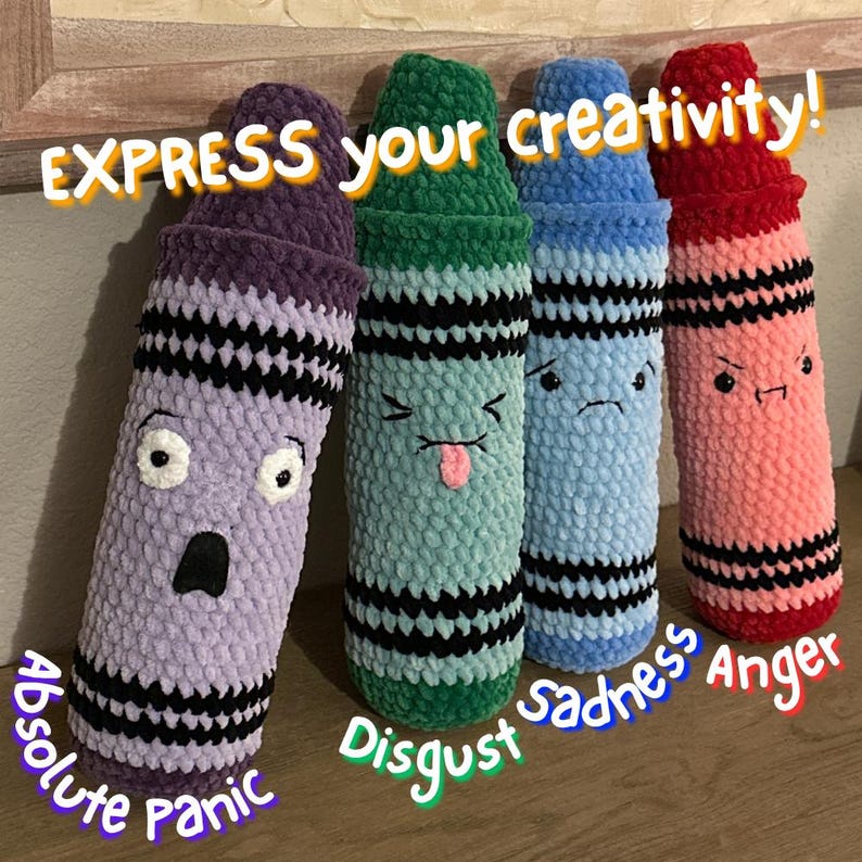 Emotional Crayons, Crochet Pattern, Crochet Crayons With Expressions ...