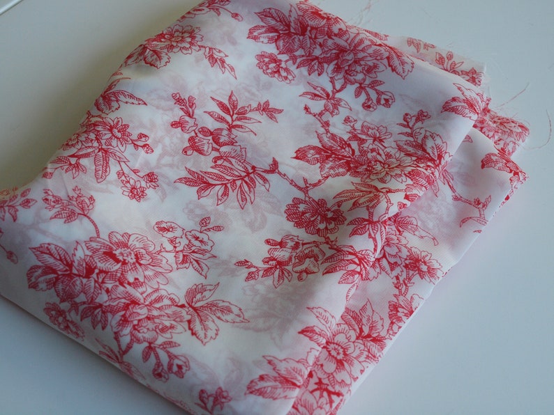 Red White Floral Toile Chiffon Toile Home Decor or Fashion - Etsy