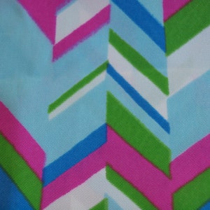 Vintage Outdoor Fabric in Chevron / Arrow Pattern Aqua Blue Green Pink ...