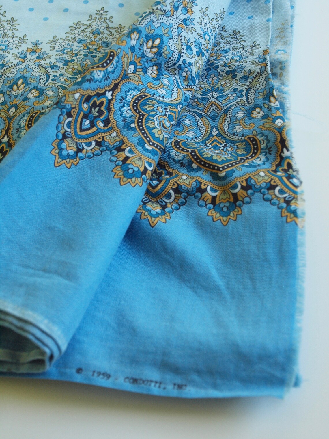 Vintage 50s Italian Cotton Fabric Condotti Inc 1959 High-end Cotton ...