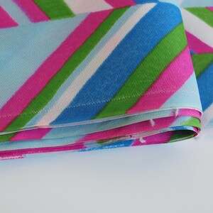 Vintage Outdoor Fabric in Chevron / Arrow Pattern Aqua Blue Green Pink ...