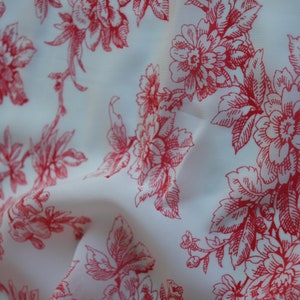 Red White Floral Toile Chiffon Toile Home Decor or Fashion - Etsy