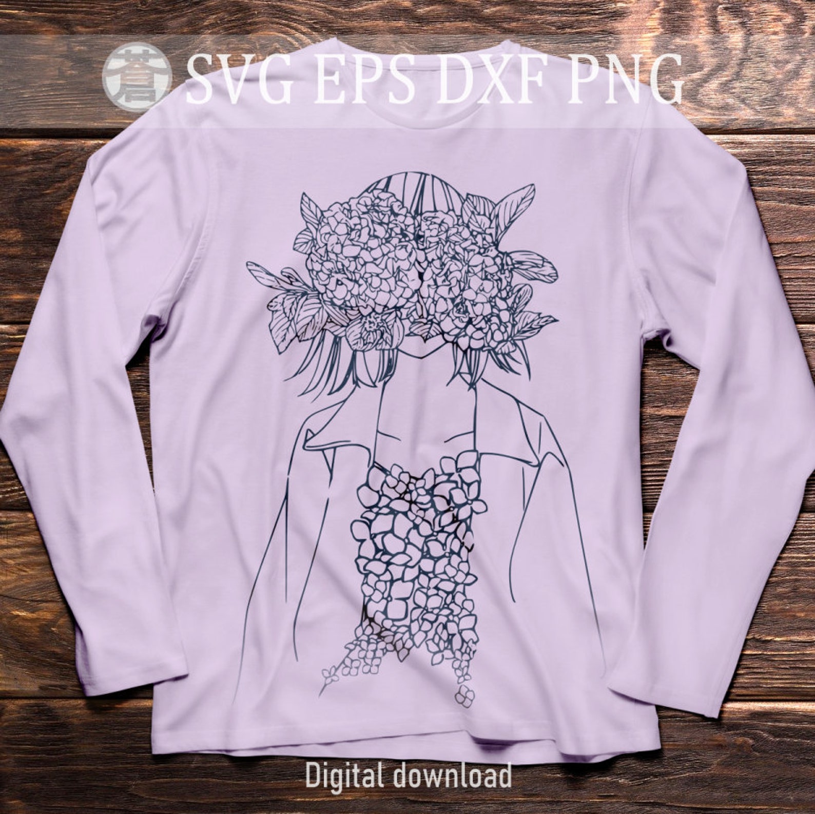 Floral Girl Printable Svg File Line Art for Coloring Clipart - Etsy