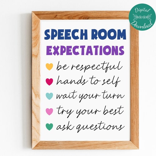 Speech Room Expectations Bright and Colorful Poster Speech - Etsy