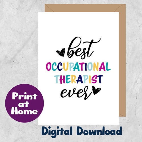Card for Occupational Therapist Best OT Ever Digital - Etsy