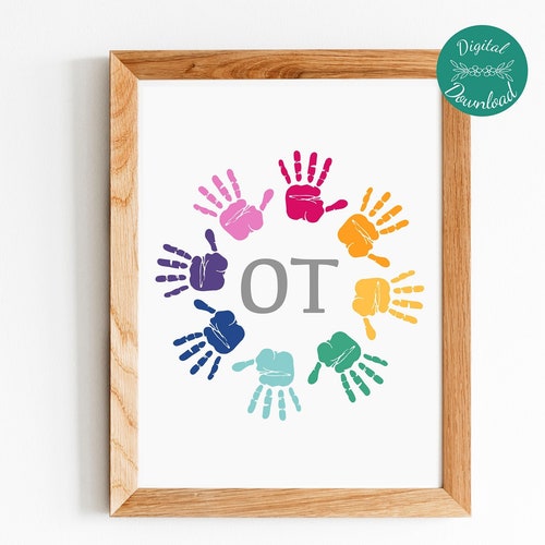 OT Handprints Neutral Wall Art Occupational Therapy Office | Etsy