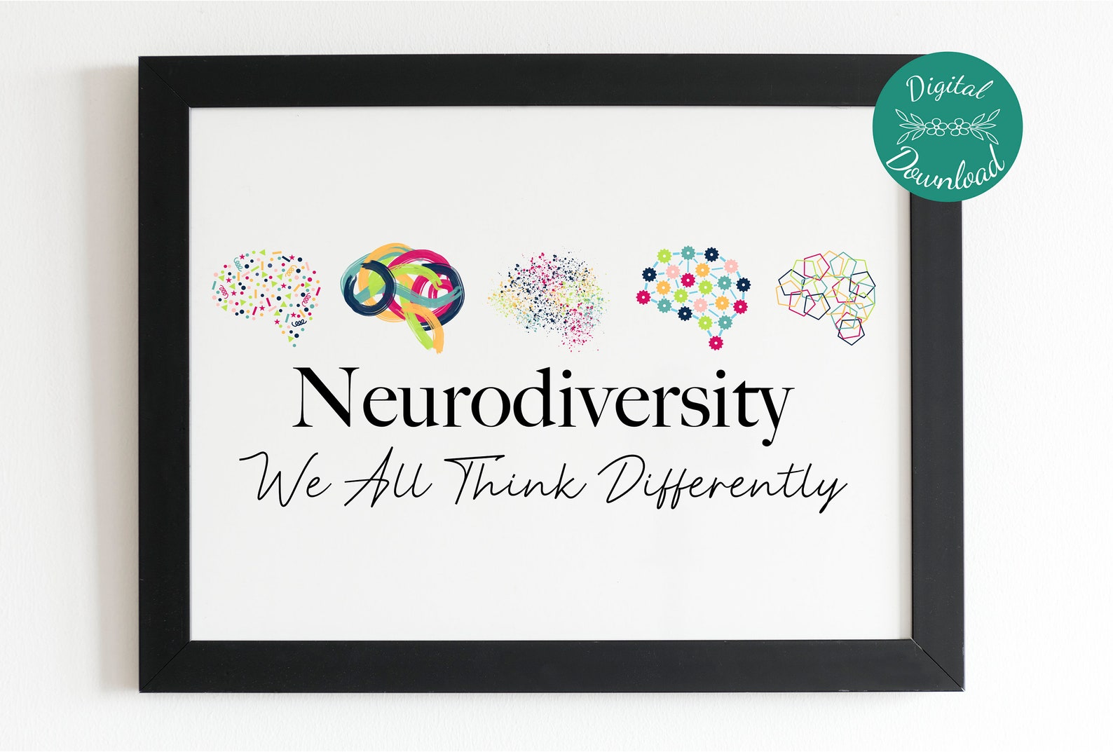 Neurodiversity We All Think Differently Wall Decor Brain - Etsy