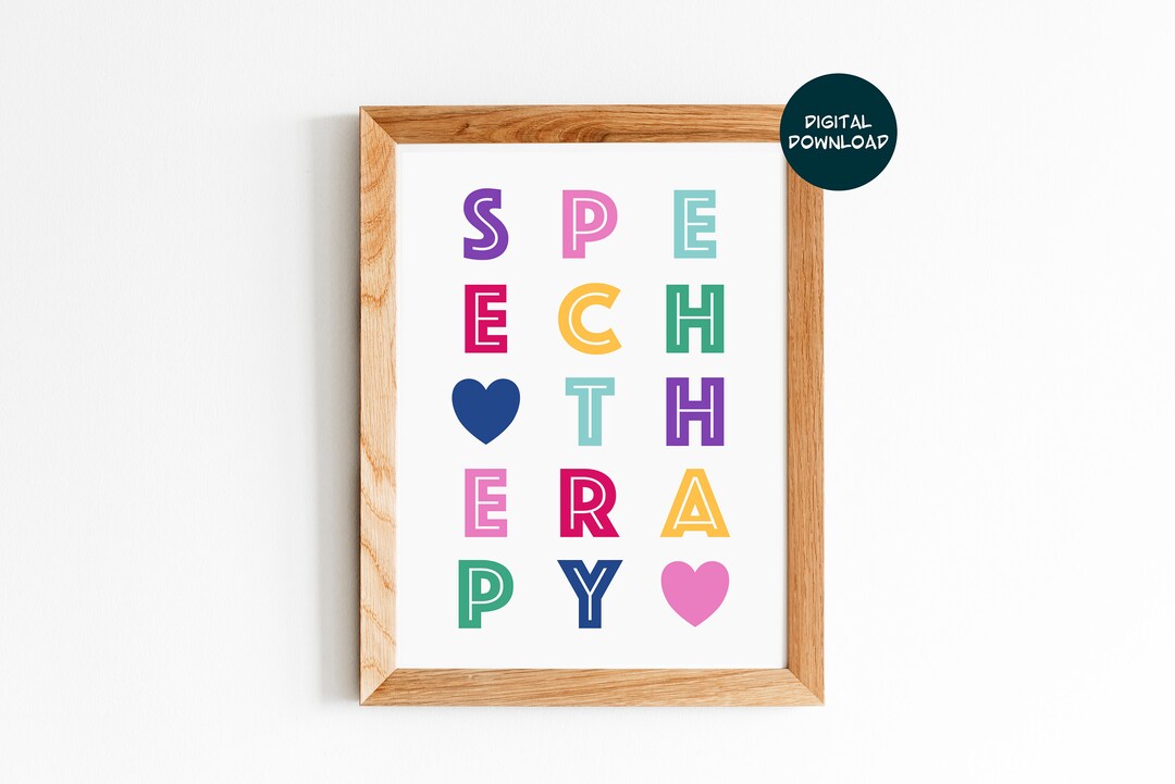 Speech Therapy Poster, Cute Block Print for SLP, Speech Wall Art for ...